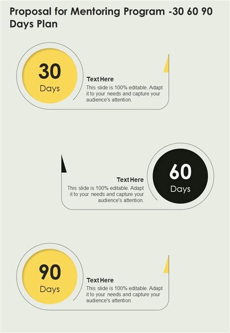 Proposal For Mentoring Program 30 60 90 Days Plan One Pager Sample