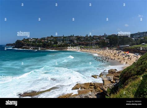 A Panoramic View Of Bronte Beach In Summer In Sydney Australia Stock