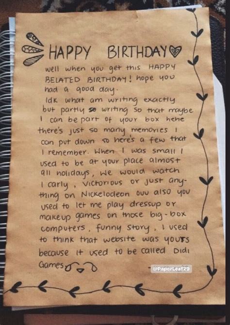 Vintage Paper Birthday Letter Design Idea Letter To Best Friend Lettering Pretty Quotes