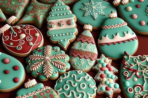 Premium Ai Image Royal Icing Decorated Christmas Cookies