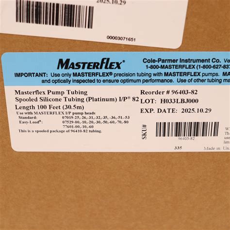 Masterflex Precision Peristaltic Pump Tubing I P 26 73 82
