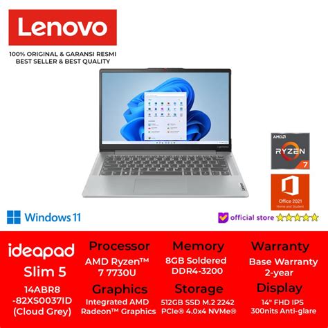 Jual LENOVO IdeaPad Slim 5 Light 14ABR8 82XS0037ID Ryzen 7 7730U 8GB 512GB Shopee Indonesia