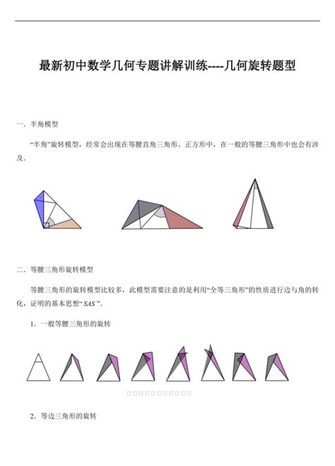 初中数学几何专题讲解训练— 几何旋转题型 解析版 育育升学