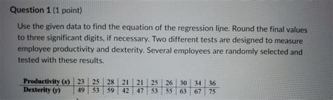 Solved Question Point Use The Given Data To Find The Chegg Com