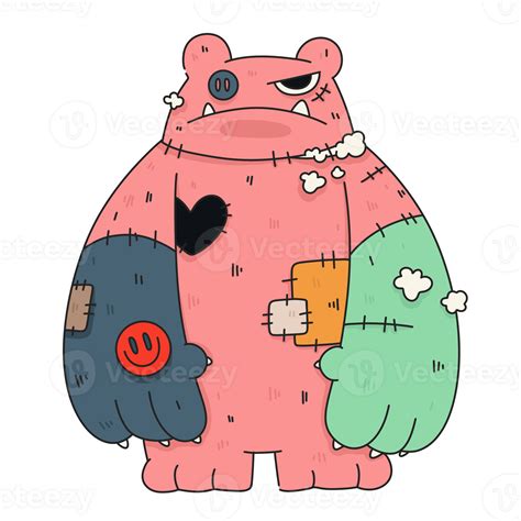 Funny Horror Cute Pink Colourful Spooky Teddy Bear Doll Toy Monster For