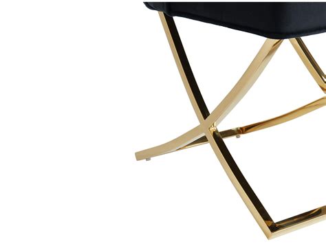 Lot de 6 chaises en velours et acier inoxydable doré Noir MARELANO