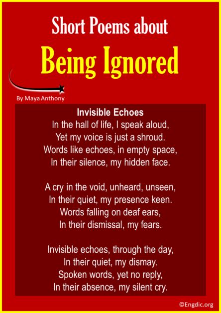 Best Short Poems About Being Ignored Engdic