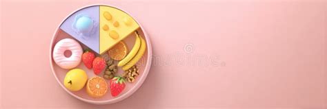 Floating Pie Chart Visualizing Daily Nutrition With Assorted Fruits