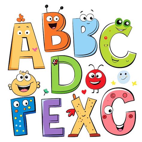 Letras Coloridas Del Alfabeto De Dibujos Animados Con Caras Lindas