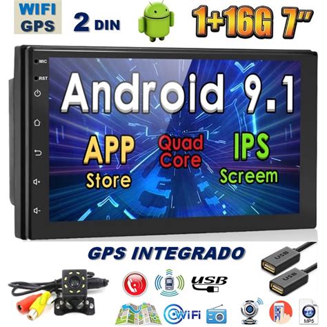 Kit Central Multimídia Podofo Android 2 Din Slim Gps Wifi Câmera de