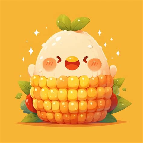 Premium Vector Buttery Corn On The Cob Snack Cartoon Drawing