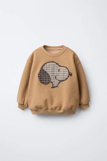 Snoopy Peanuts™ Patch Sweatshirt Taupe Brown Zara Mexico