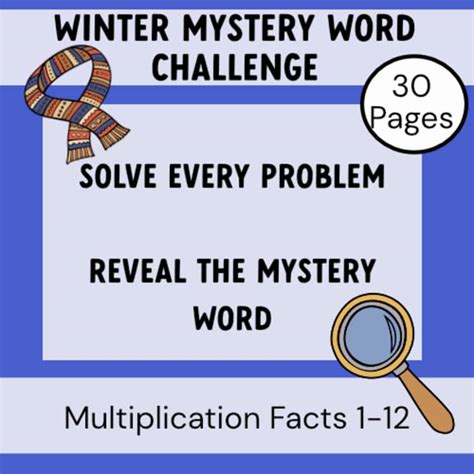 Winter Mystery Word Math Puzzles Multiplication 1 12 Self Checking 30pages