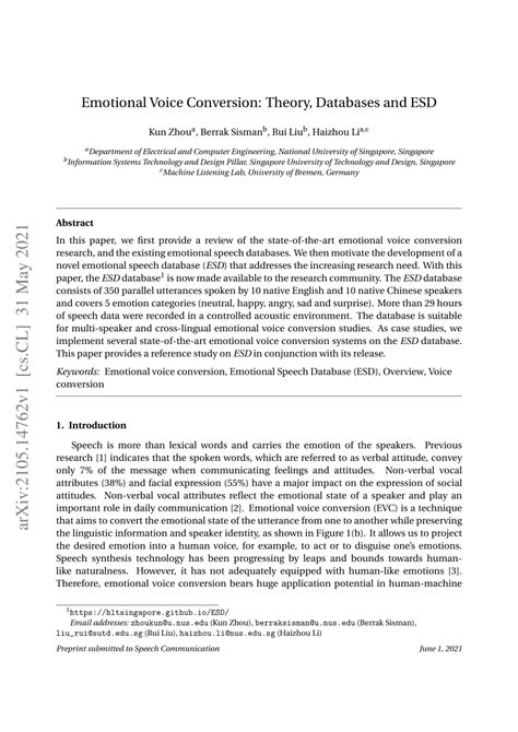 pdf emotional voice conversion theory databases and esd