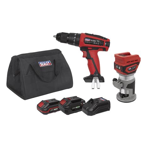 Sealey Cp20vcombo12 2 X 20v Sv20 Series Cordless Router And Combi Drill