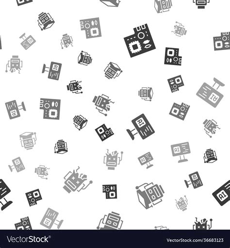 Set Motherboard Digital Chip Robot Software Vector Image