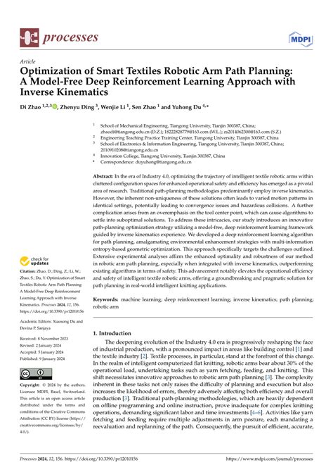 pdf optimization of smart textiles robotic arm path planning a model