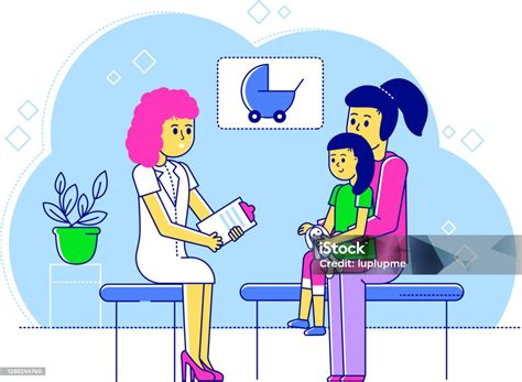 Ilustración De Línea Médico Pediatra Vector Ilustración Dibujos