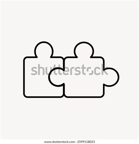 Outline Two Interlocking Puzzle Pieces On Stock Vector Royalty Free