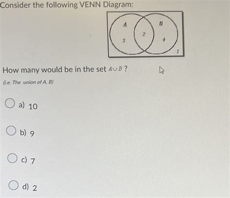 Solved Consider The Following Venn Diagram How Many Would Be In The