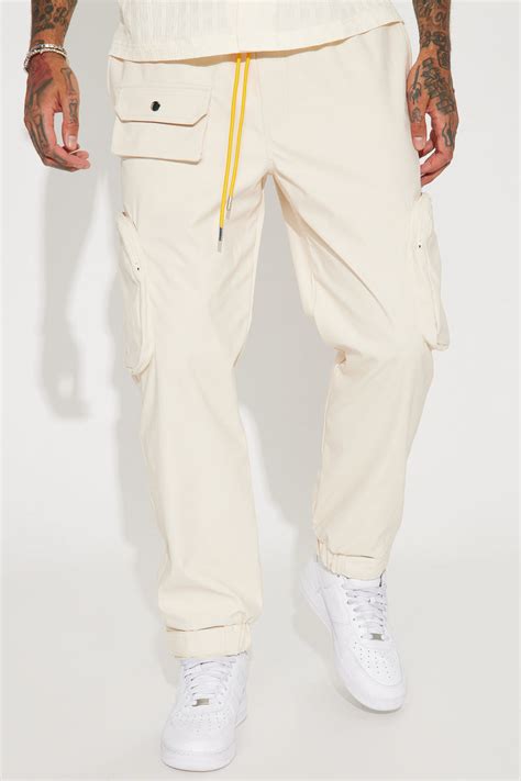 Champagne Problems Nylon Cargo Pants Cream Fashion Nova Mens Pants