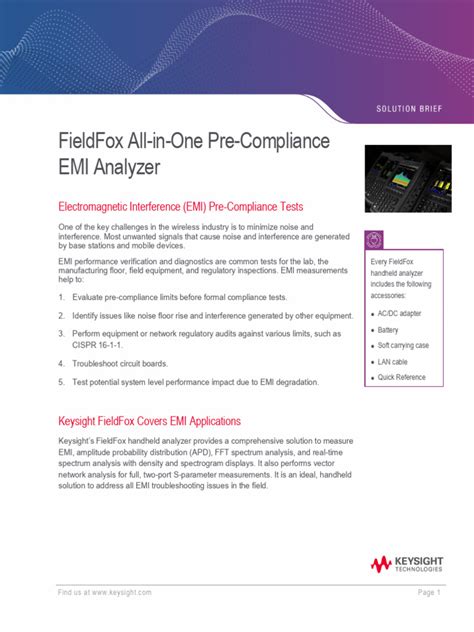 Fieldfox All In One Pre Compliance Emi Analyzer Pdf Electromagnetic