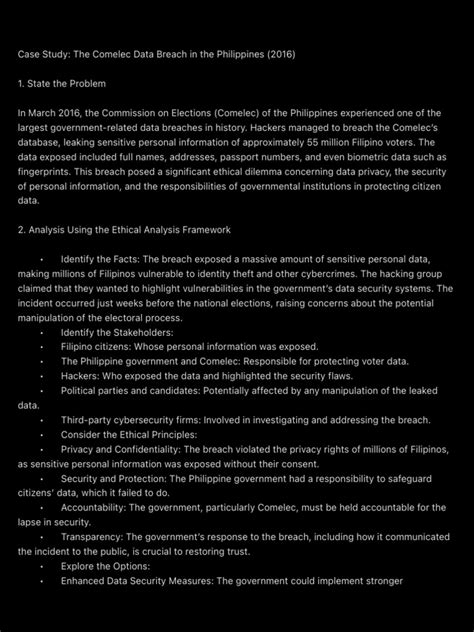 Case Study The Comelec Data Breach In The Philippines 2016 Pdf