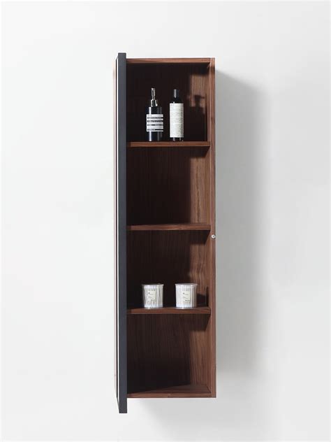 Luce 13 Walnutglass Wall Mount Modern Bathroom Side Cabinet