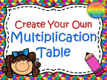 Multiplication Activity Create Your Own Multiplication Table TPT