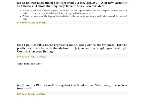 Solved Using R A 3 ﻿points ﻿load The Mpg Dataset From