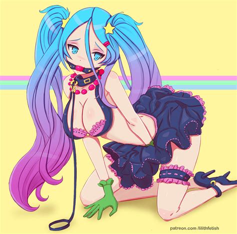 Rule 34 1girls 2017 All Fours Arcade Series Arcade Sona Ball Gag Black Crop Top Black Skirt
