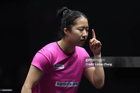 Shin Yubin Of South Korea Reacts Against Wang Yidi Of China In Their Nachrichtenfoto Getty