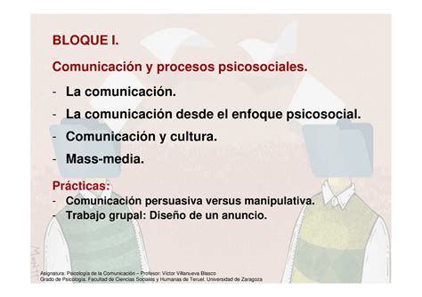 Diapositivas Bloque I BLOQUE I Comunicación y procesos psicosociales
