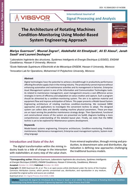 Pdf The Architecture Of Rotating Machines Condition Monitoring Using