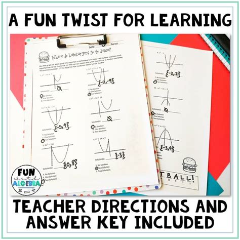 Solve Quadratic Equations By Graphing Identify Roots From Graphs Activity
