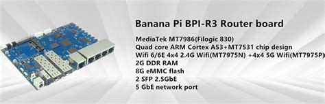 Banana Pi Bpi R3 Router Board With Mediatek Mt7986 Filogic 830 Support Wi Fi 6 6e 2 5gbe Sfp