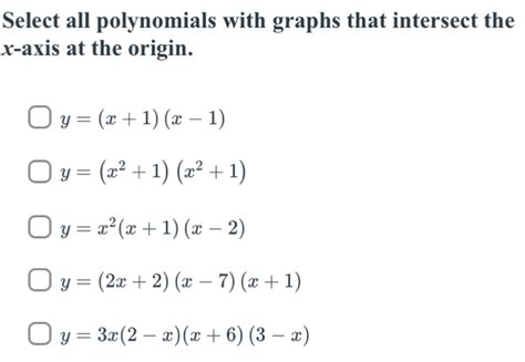 Solved Select All Polynomials With Graphs That Intersect The X Axis At