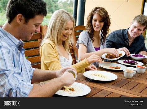 Friends Having Dinner Image And Photo Free Trial Bigstock