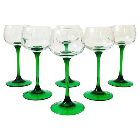 Vintage Green Stemmed Champagne Coupes Set Of 6 At 1stdibs