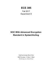 ECE 385 Lab 9 Report Pdf ECE 385 Fall 2017 Experiment 9 SOC With Advanced Encryption Standard