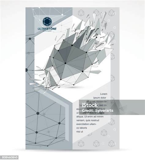 컴퓨터 기술 크리에이 티브 광고 소책자입니다 벡터 추상 흑백 3d 메시 개체 깨진된 굴절 디자인 요소 기술 낮은 폴 리 서식 파일 깨진 0명에 대한 스톡 벡터 아트 및 기타