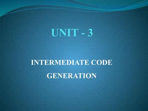 Three Address Code In Compiler Design Pptx