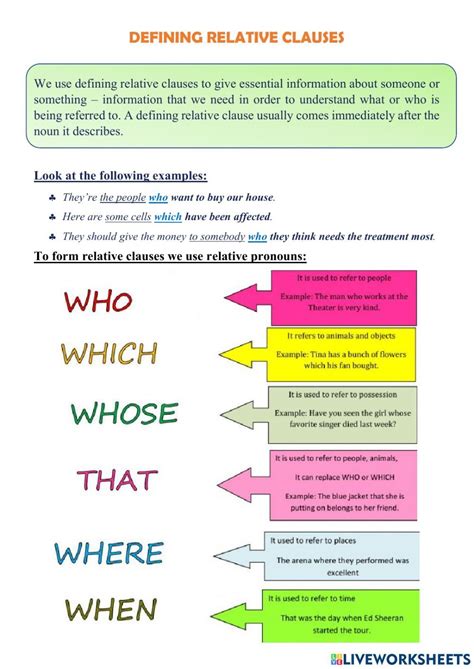 Relative Clauses Relative Pronouns Worksheets Forgot My Password
