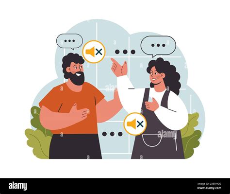 Male And Female Deaf Mute Characters Talking With Hand Gestures