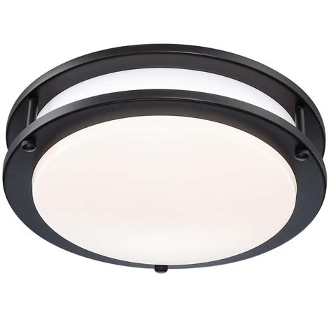 Uixe 11 In Modern Matte Black Integrated Led Flush Mount With Acrylic Shade For Kitchen Ssl