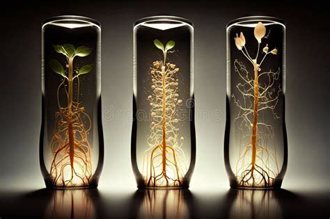 Plant Seeds Sprouting In Test Tubes Showing The Delicate And Intricate