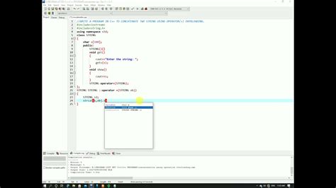 A C Program To Concatenate Two Strings Using Operator Overloading Youtube