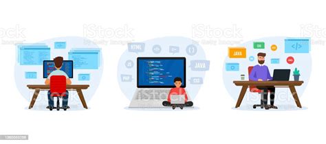 software development concept engineer programmer is working at the desk