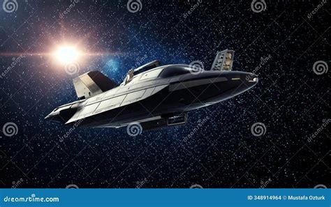 Modern Spacecraft With Polaris In The Background A Sleek Spacecraft