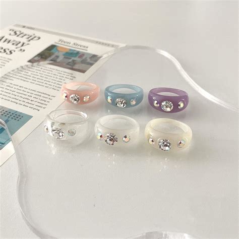 메리샵 큐빅 파스텔 볼드 호마이카반지 6color 위시버킷